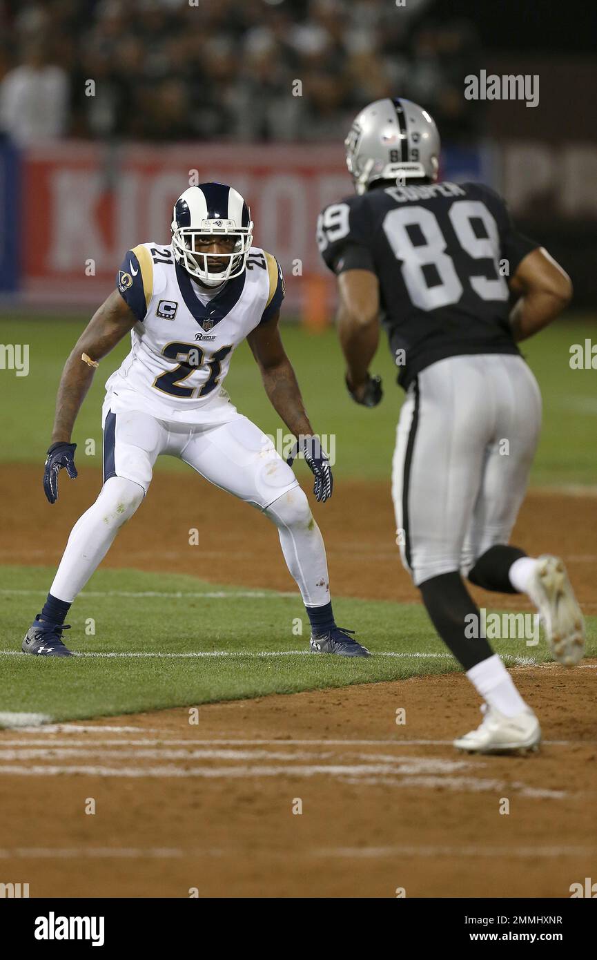 Los Angeles Rams cornerback Aqib Talib defends a play during an NFL ...