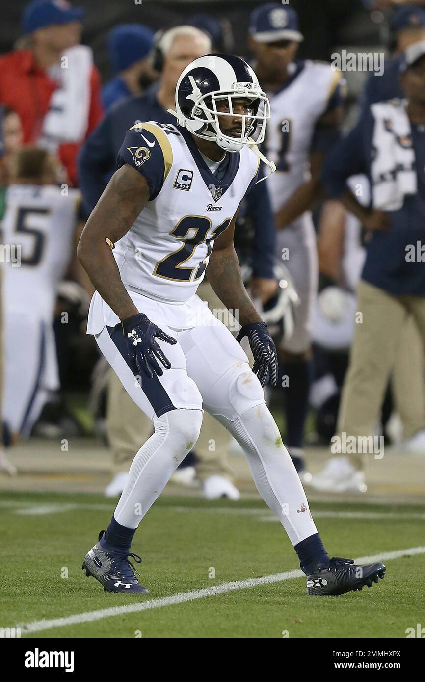 Los Angeles Rams cornerback Aqib Talib defends a play during an NFL ...