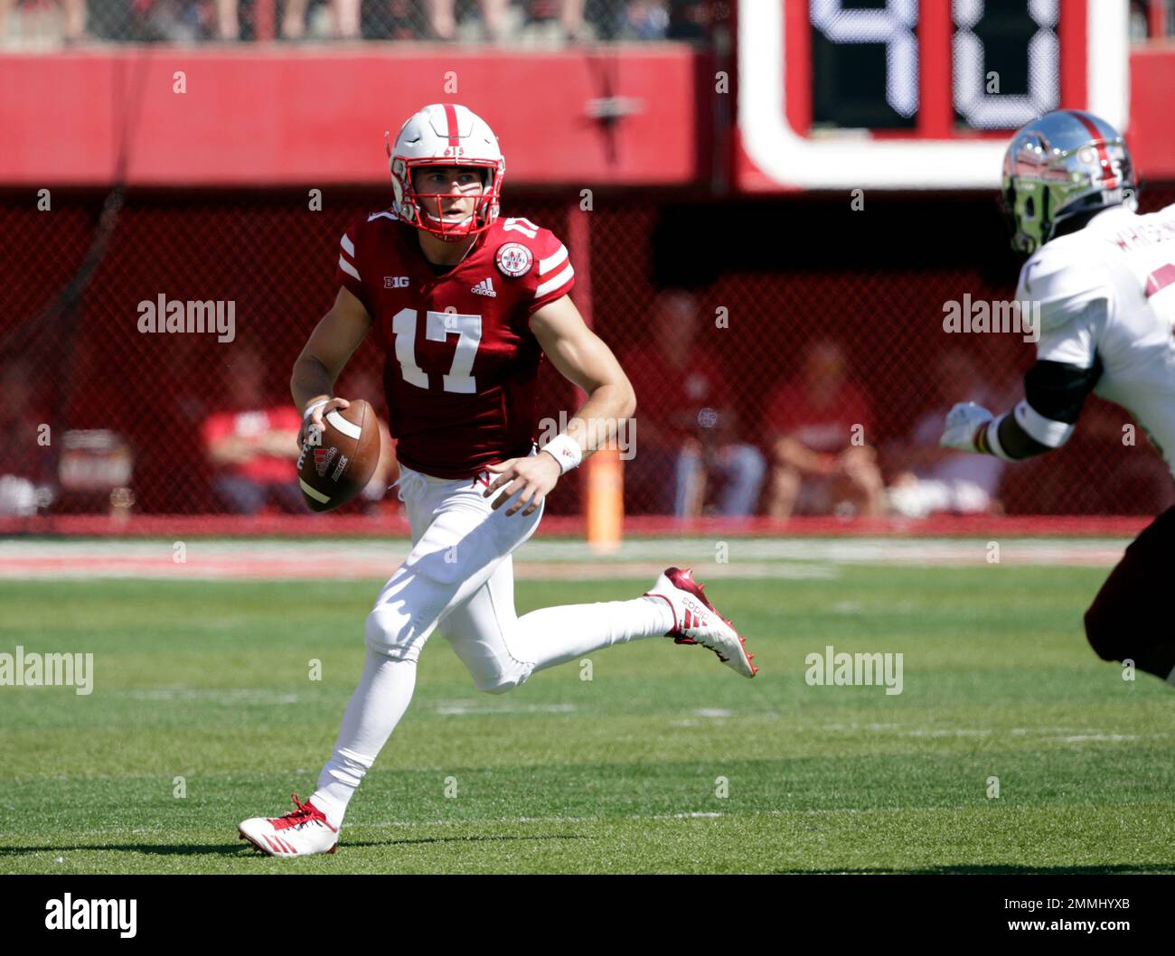 Nebraska quarterback Andrew Bunch (17) looks for a receiver during the ...