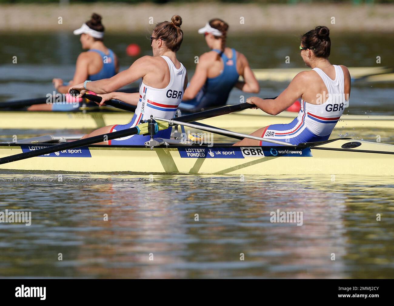 Britain's Rowan Mckellar, right, and Harriet Taylor race in the Women's ...