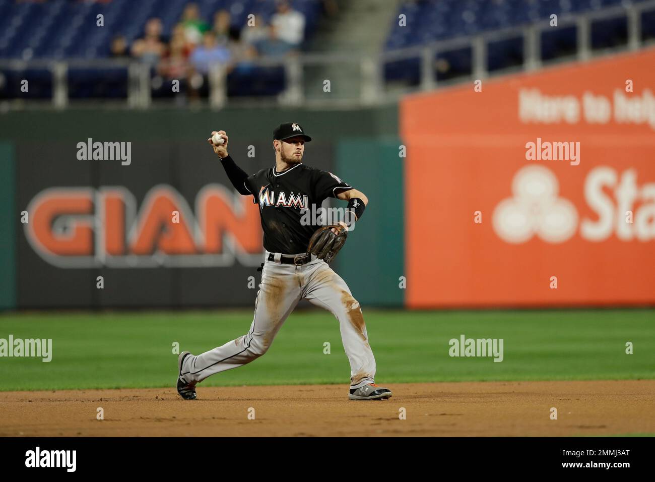 Miami Marlins' JT Riddle in action during a baseball game against the ...
