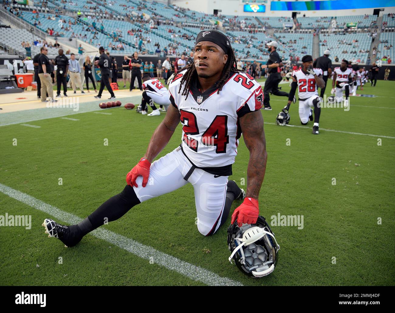 FILE - In this Aug. 25, 2018, file photo, Atlanta Falcons running back ...