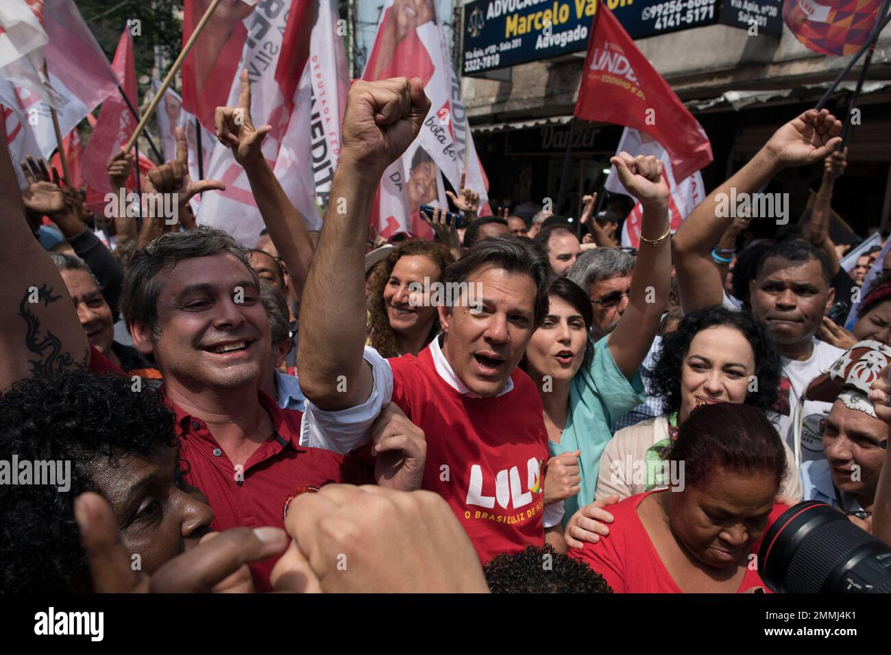 Fernando Haddad, Workers' Party presidential candidate, left center ...