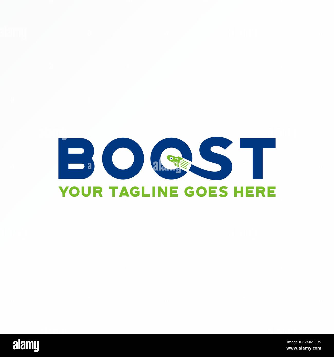 Letter or word BOOST san serif font with rocket Image graphic icon logo ...