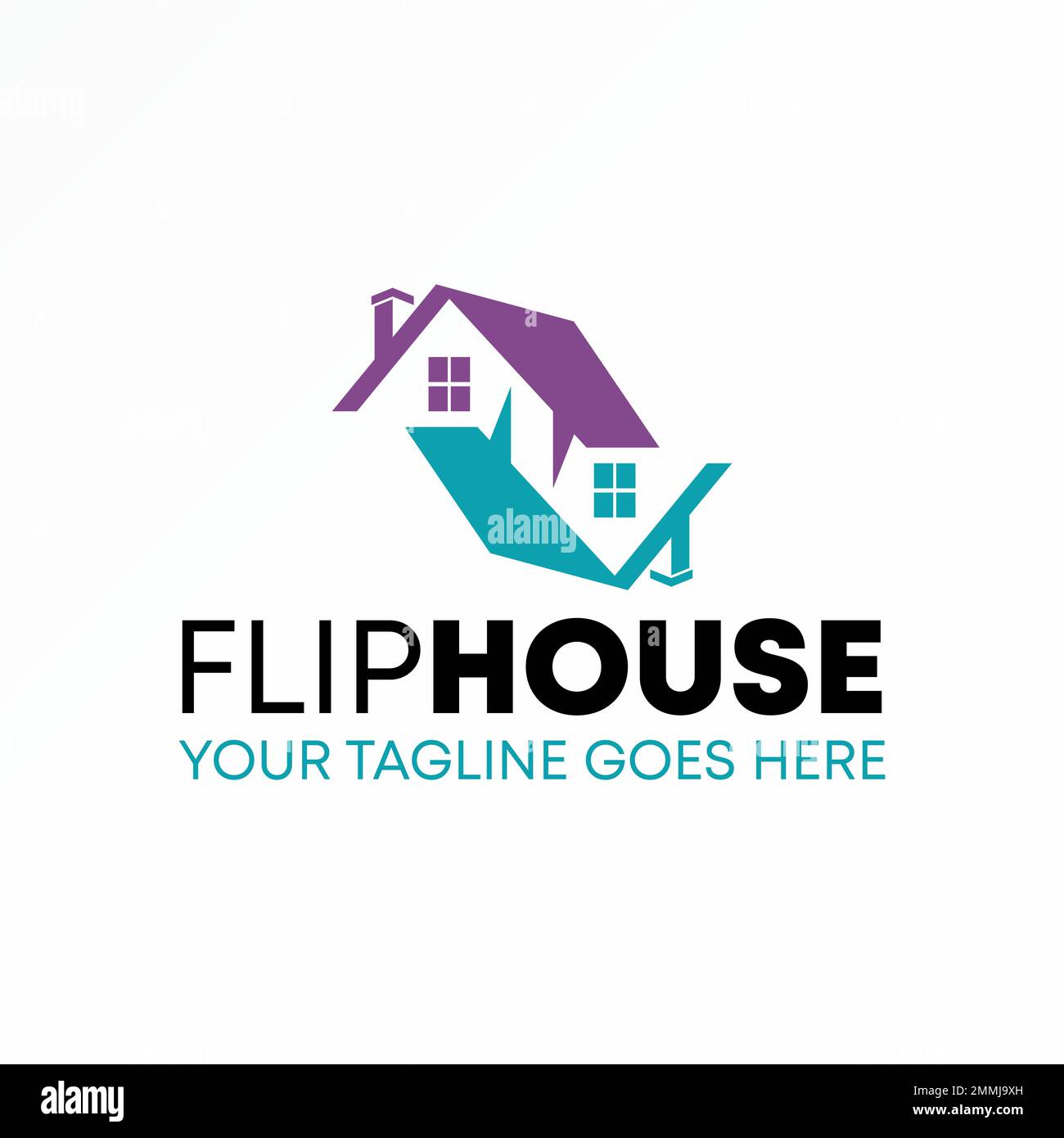 Home or Roof house in Reverse or flip with circle arrow or recycle ...