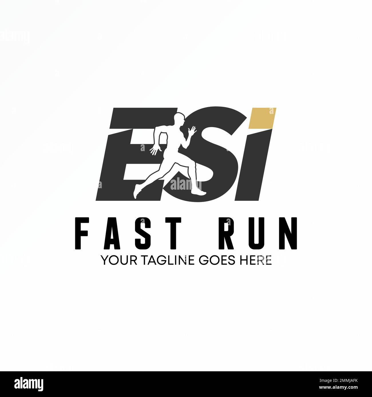 Letter or word ESI sans serif font with running man image graphic icon ...