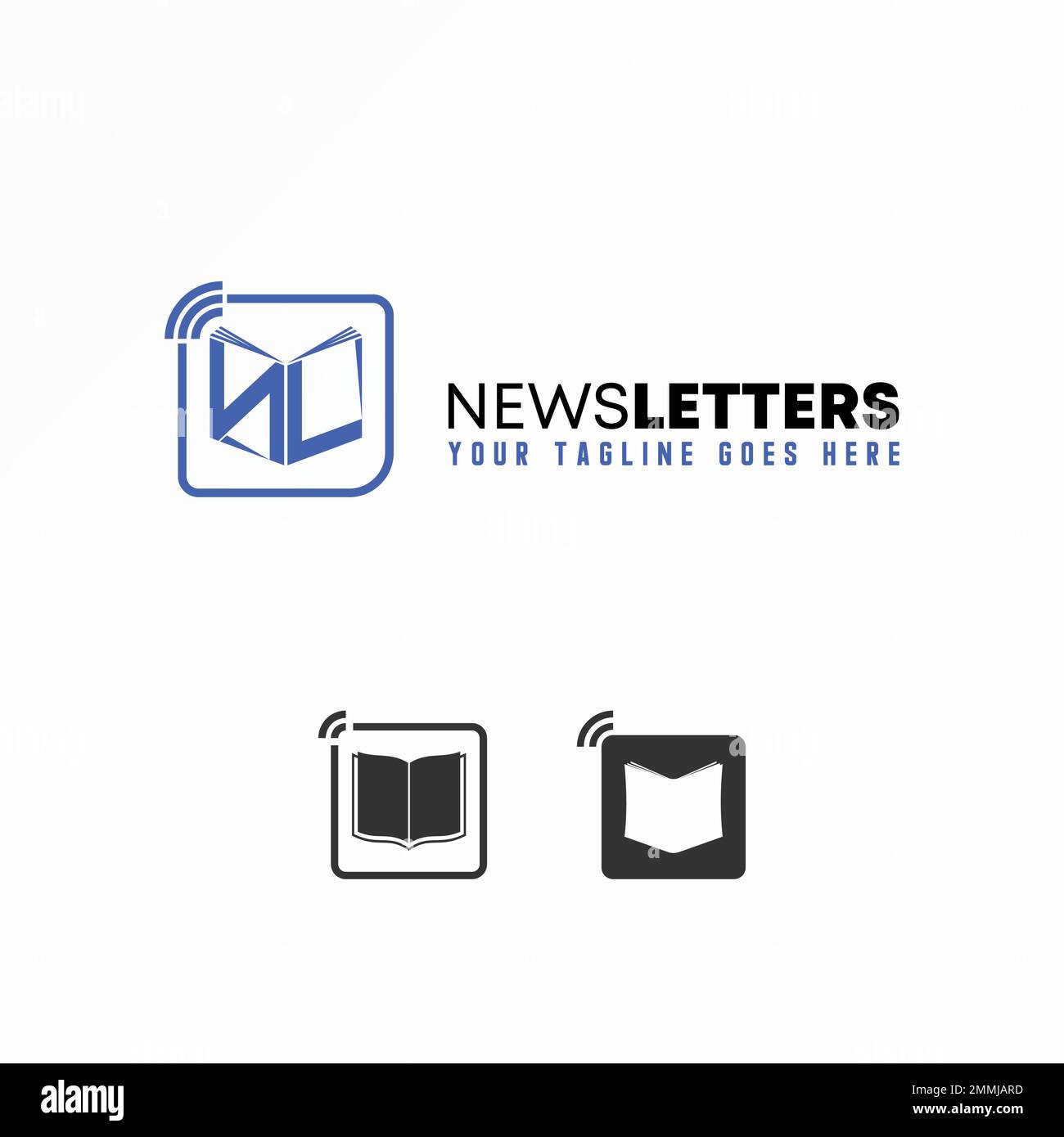 Letter LN font, book, and signal image graphic icon logo design concept ...