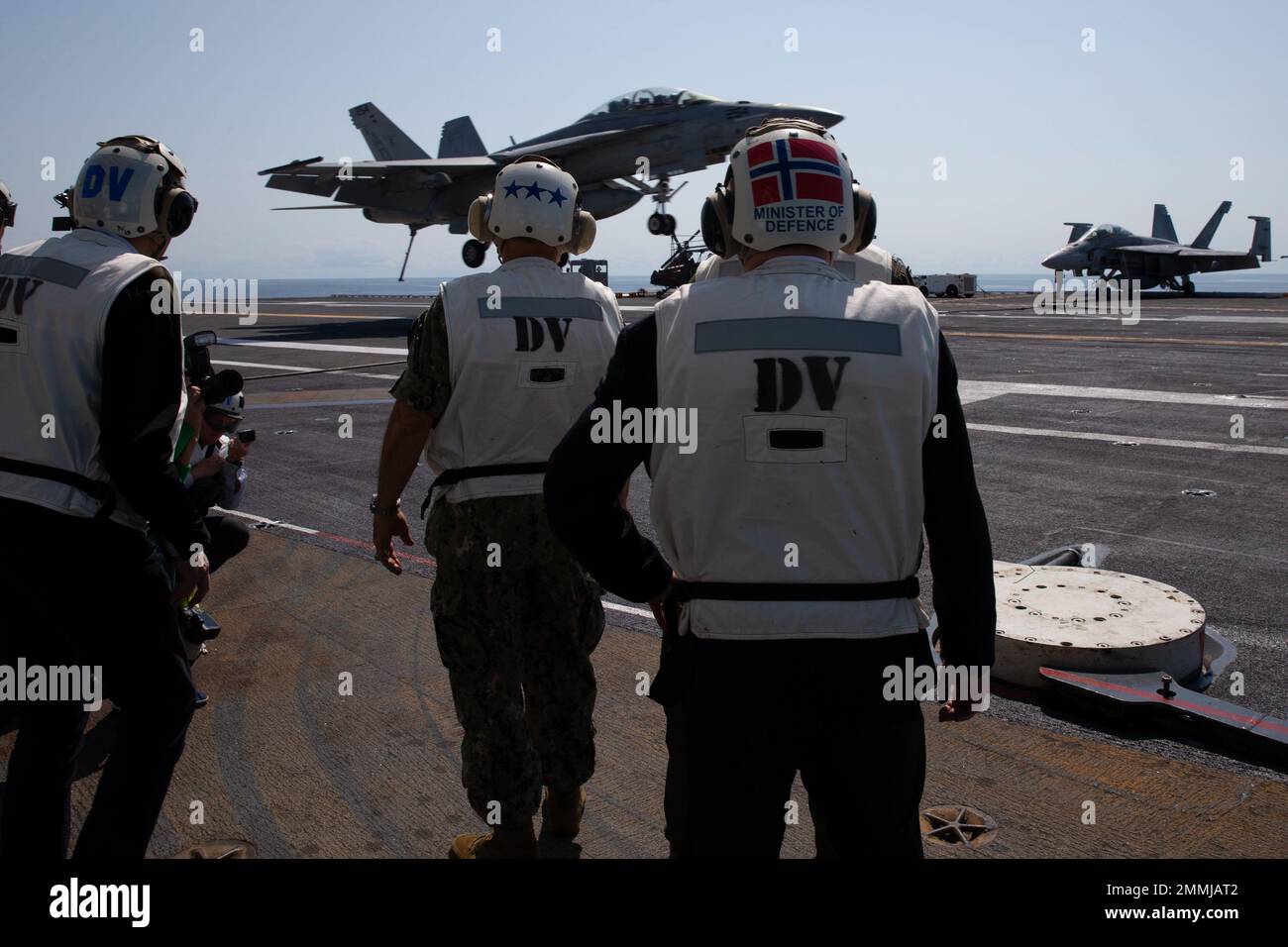 Bjørn Arild Gram, right, Norwegian Minister of Defense, observes flight ...