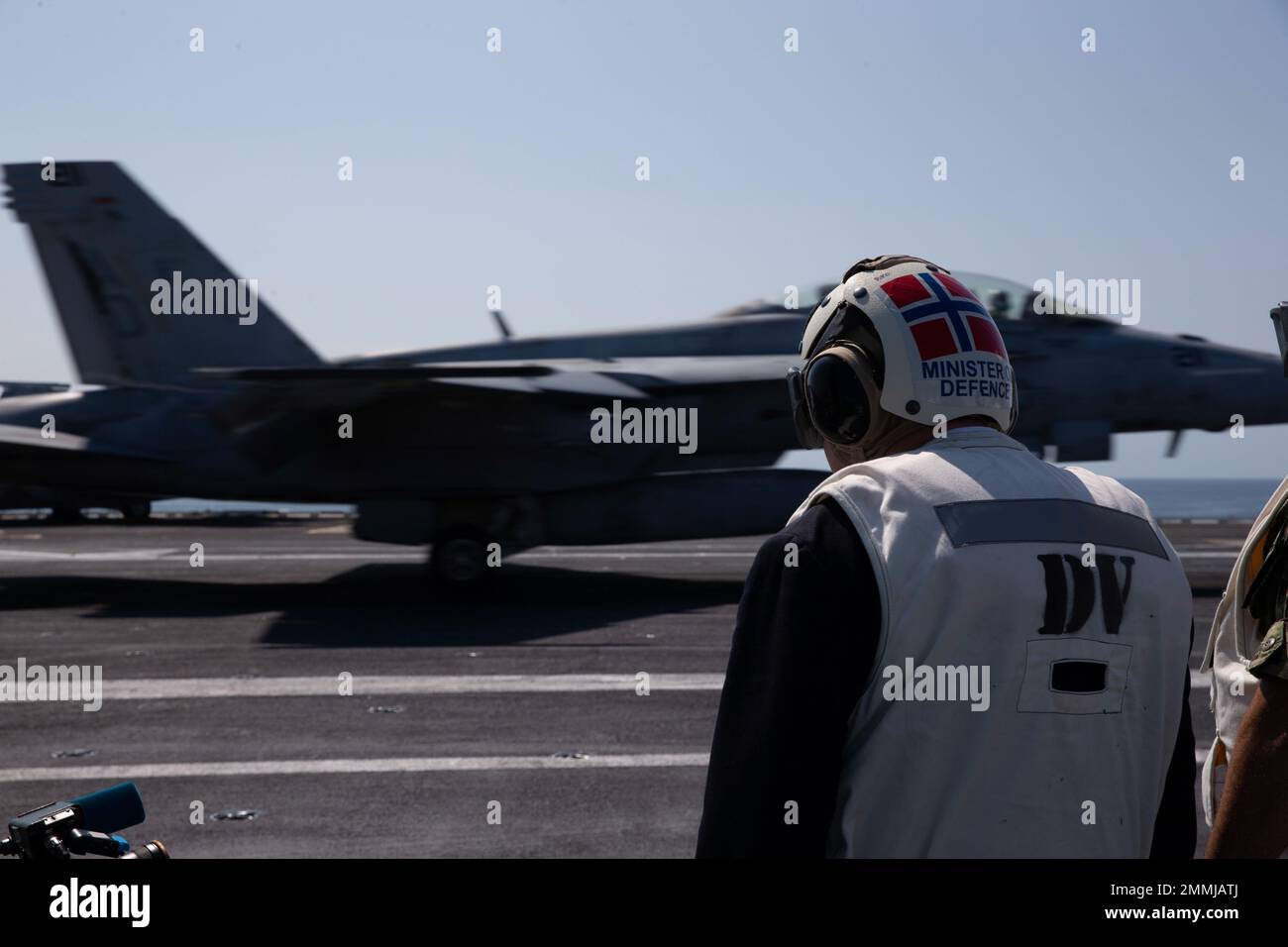Bjørn Arild Gram, Norwegian Minister of Defense, observes flight ...