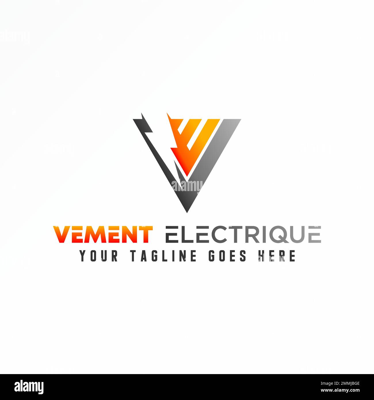 Letter or word VE or EV font in circle with power or electric image ...