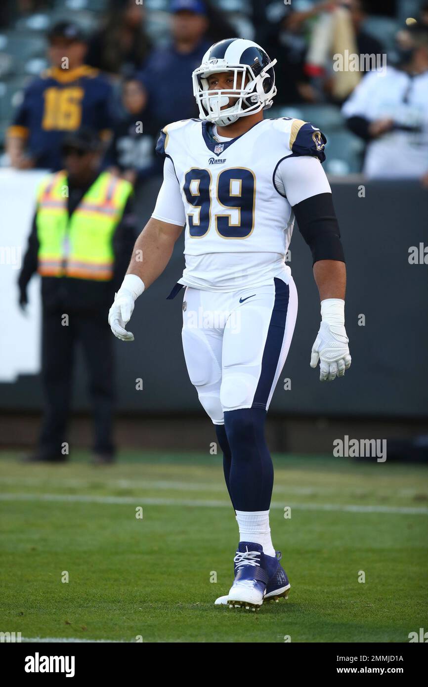 Los Angeles Rams defensive tackle Aaron Donald before the start of an ...