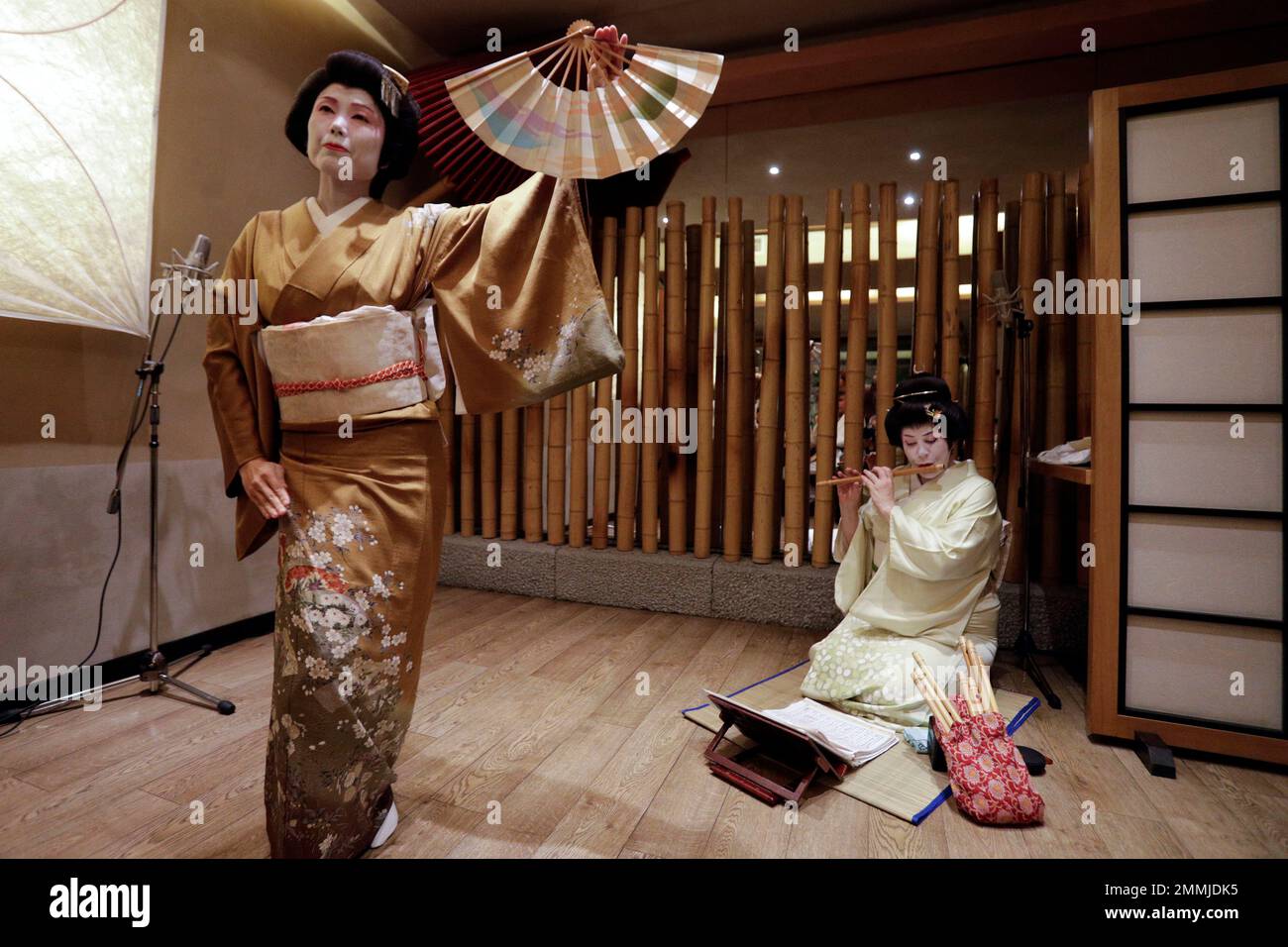 In this picture taken on Tuesday, Sept. 11, 2018, Geishas Asaka san ...