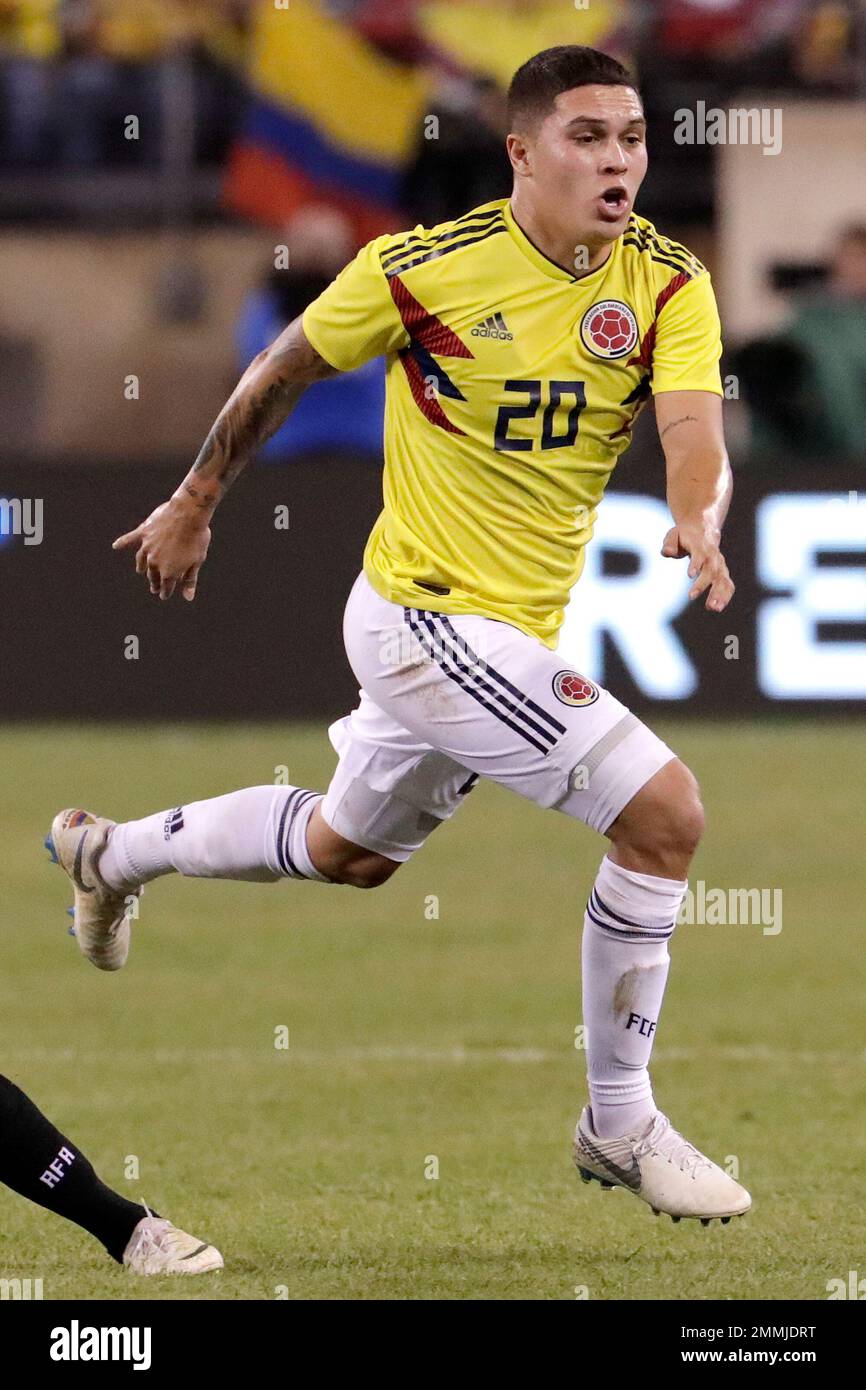 Colombia's Juan Fernando Quintero in action against Argentina during ...