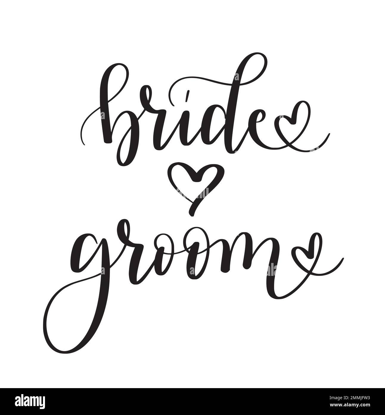Bride Groom Cute Modern Calligraphy Romantic Wedding Themed Doodle