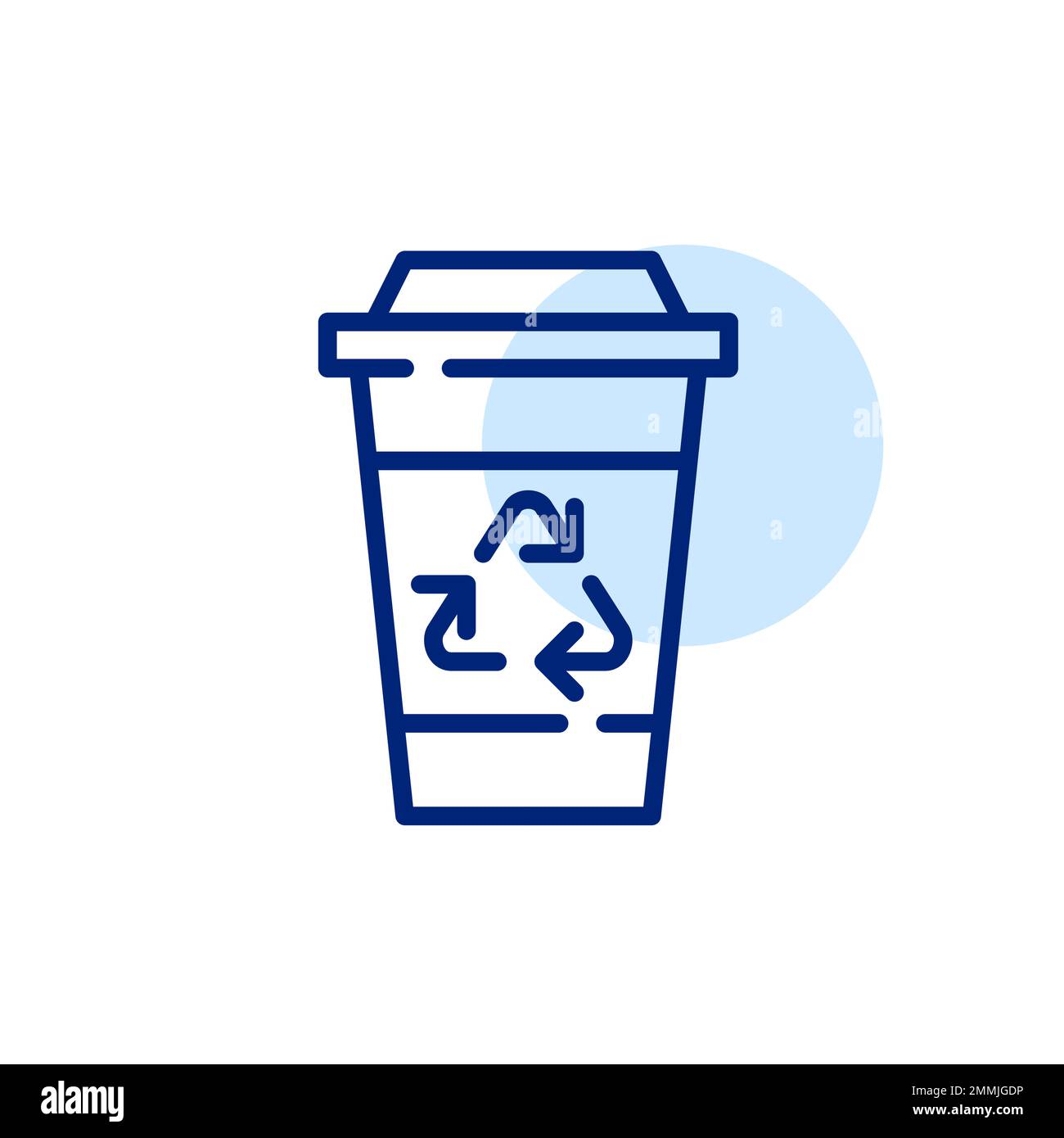 Paper coffee cup with recycle symbol. Pixel perfect, editable stroke ...