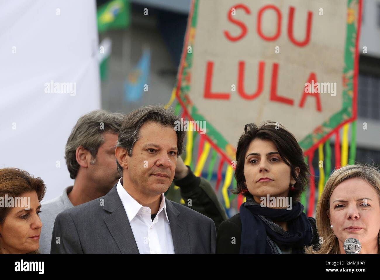 Workers' Party presidential candidate Fernando Haddad and his running ...