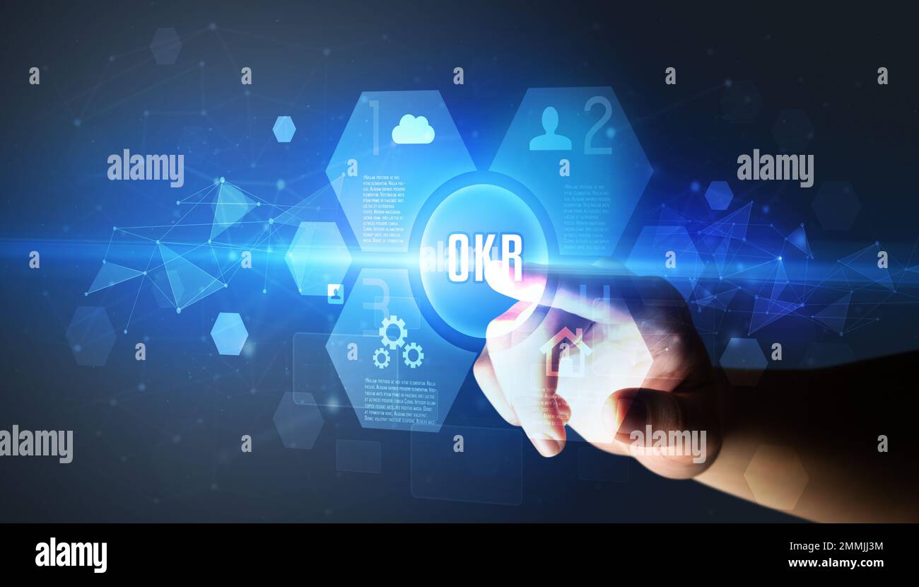 Hand touching digital button concept Stock Photo - Alamy