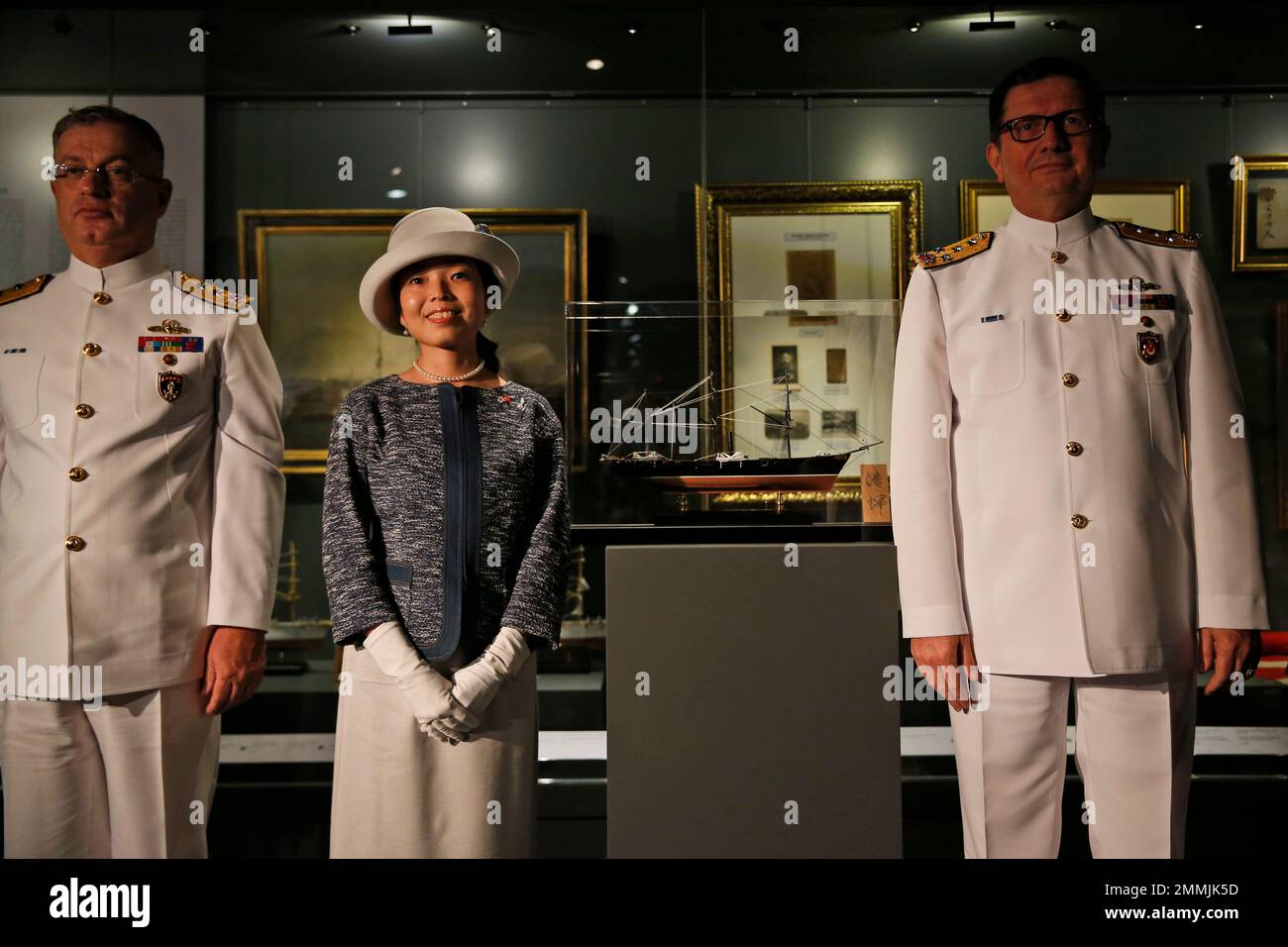Japan's Princess Akiko poses for photographs during a visit at the Besiktas Marine Museum in ...