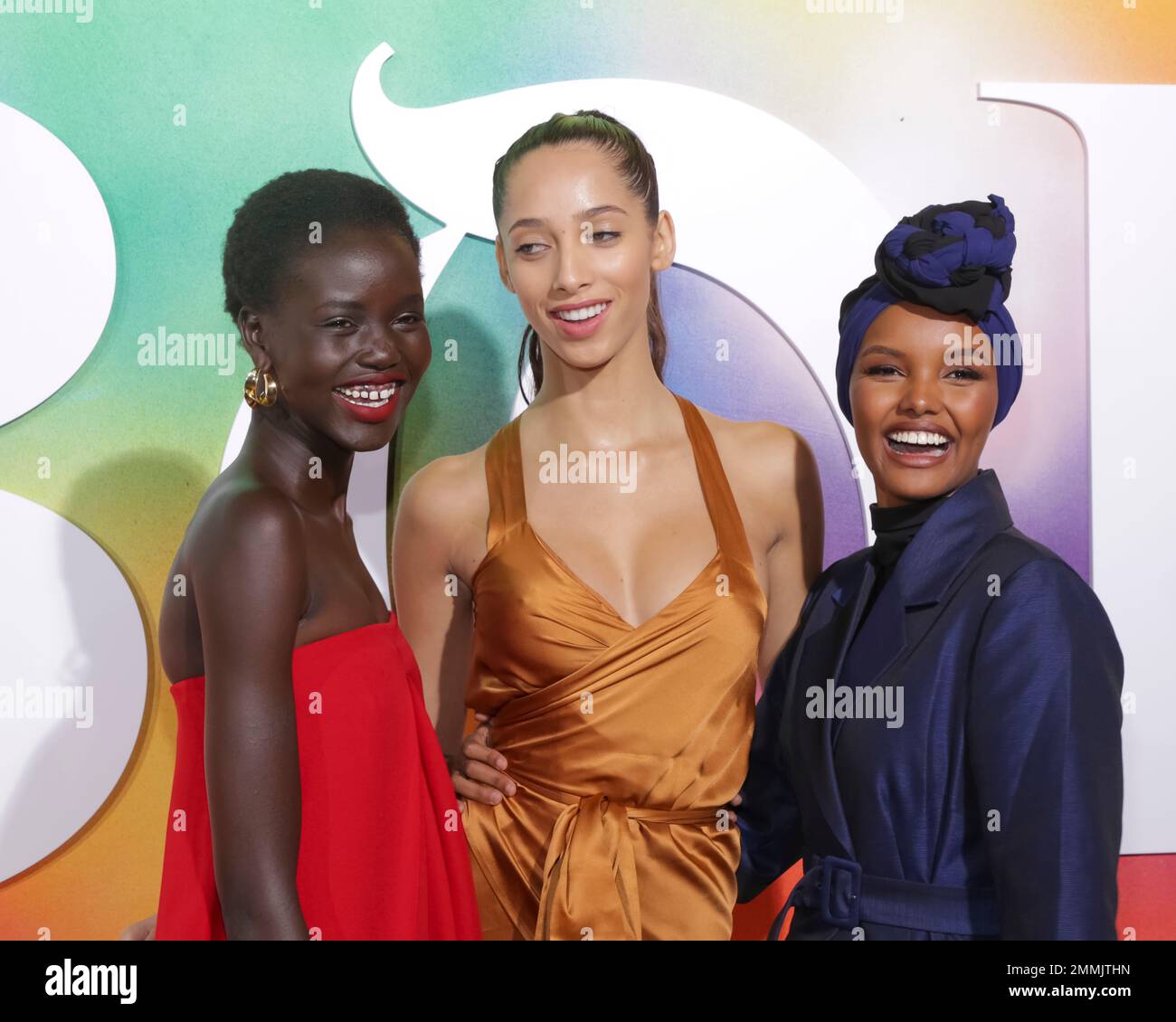 Adut Akech, from left, Yasmin Wijnaldum and Halima Aden attend the BoF ...