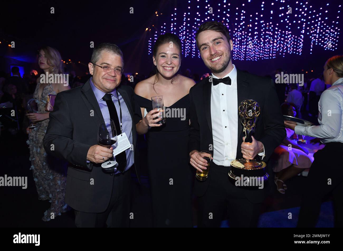 Patton Oswalt, from left, Emma Barash, and Will Stephen attend the ...