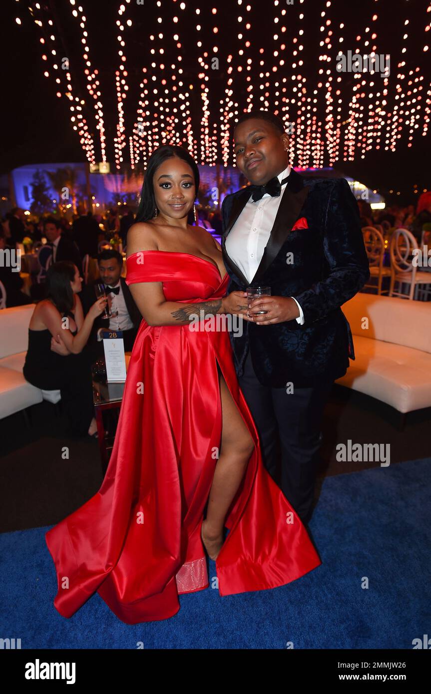 Yanise Monet, left, and Sam Jay attend the Governors Ball during night ...