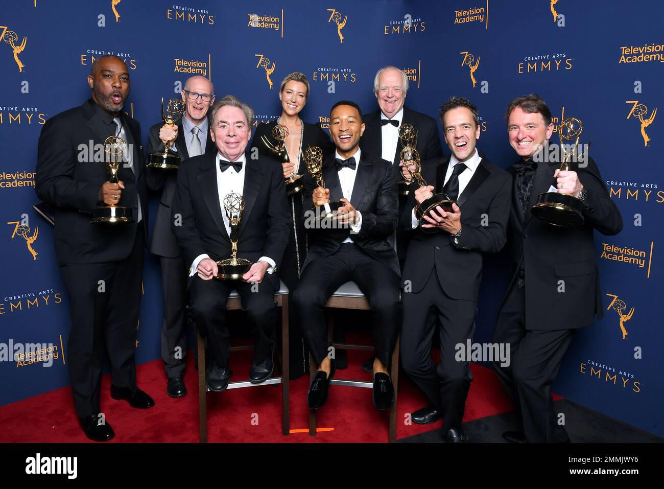 Mike Jackson, from left, Neil Meron, Andrew Lloyd Webber, Ty Stiklorius ...