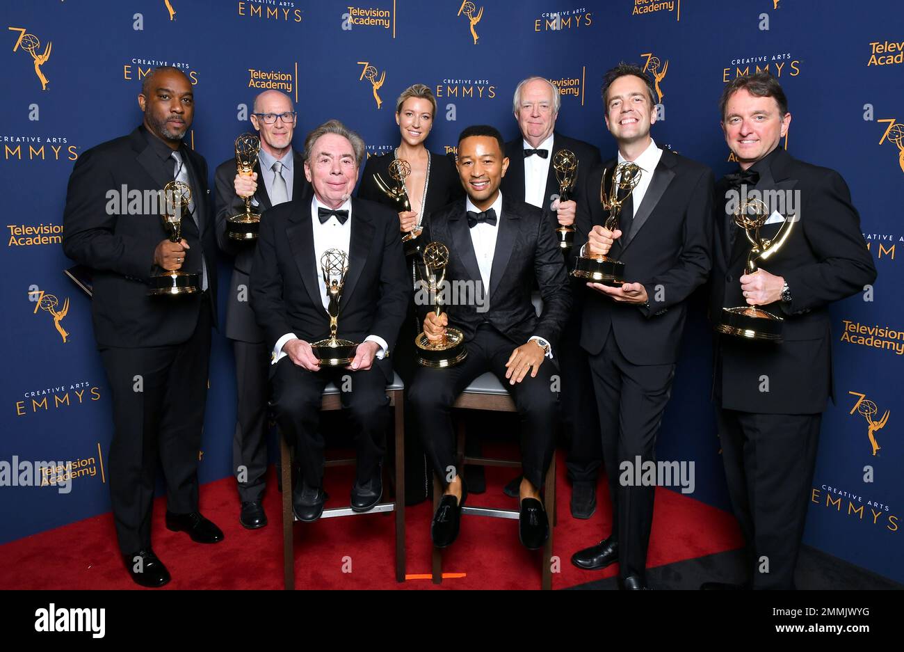 Mike Jackson, from left, Neil Meron, Andrew Lloyd Webber, Ty Stiklorius ...