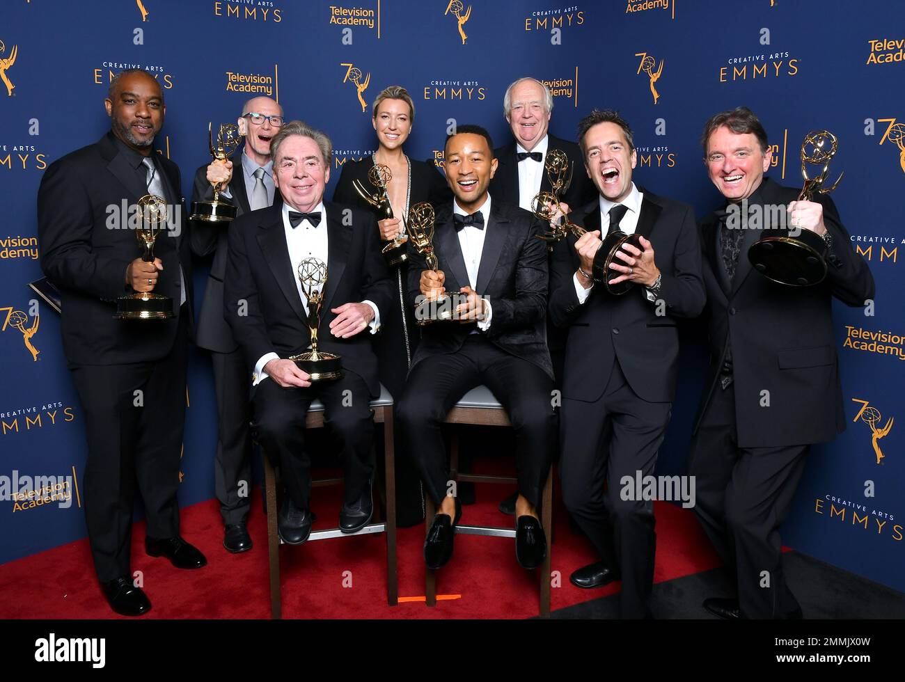 Mike Jackson, from left, Neil Meron, Andrew Lloyd Webber, Ty Stiklorius ...