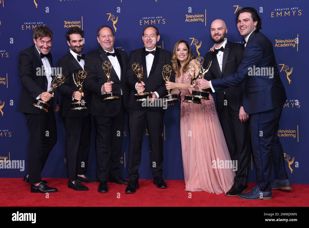 Mark Duplass, left, Jay Duplass, Josh Braun, Dan Braun, Juliana Lembi ...