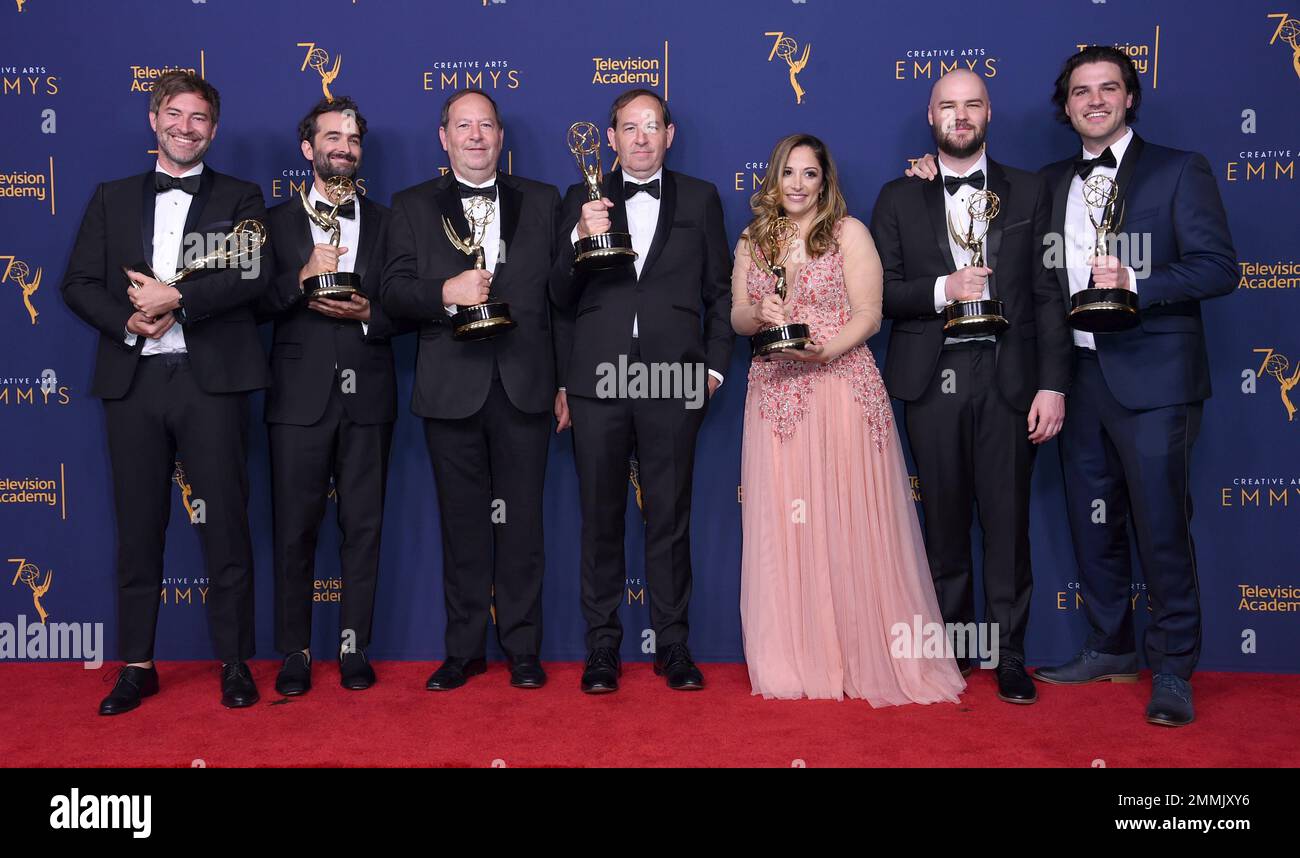 Mark Duplass, left, Jay Duplass, Josh Braun, Dan Braun, Juliana Lembi ...