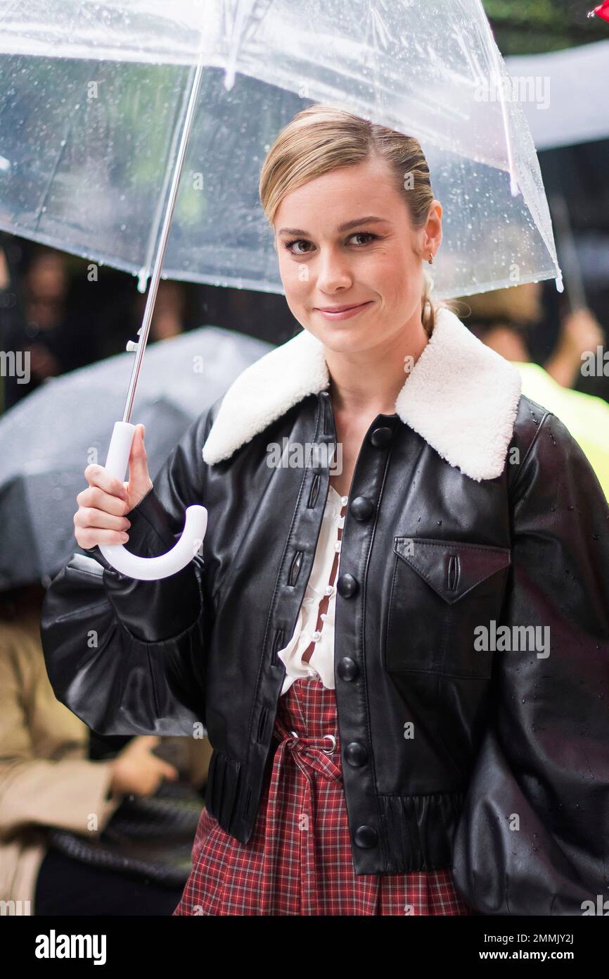 Brie Larson attends the Rodarte show, which was held outside in the ...