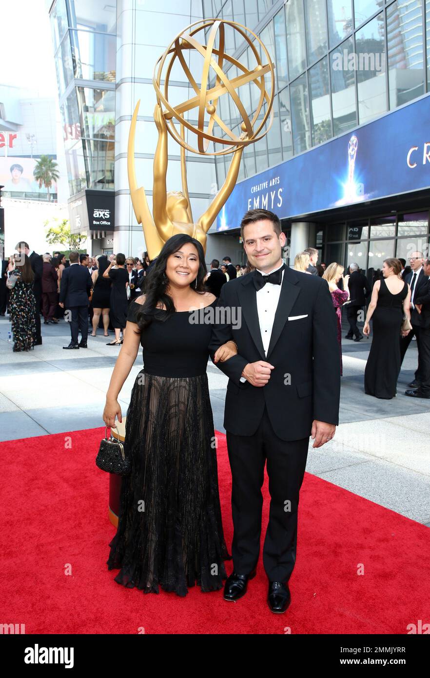San Heng, left, and guest arrive at night two of the Television Academy ...