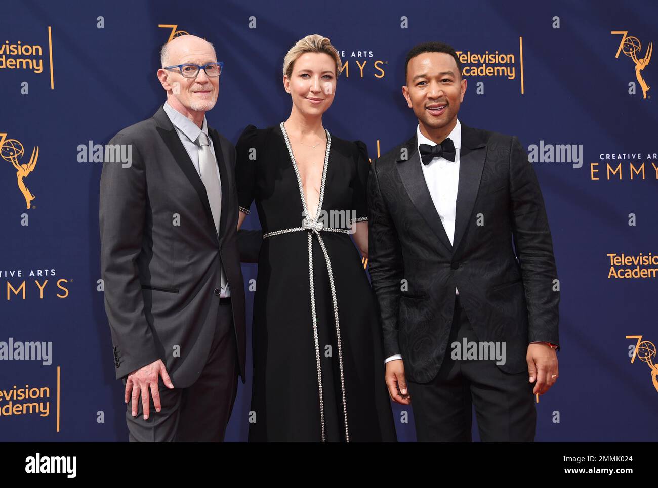 Neil Meron, from left, Ty Stiklorius and John Legend arrive at Night 2 ...