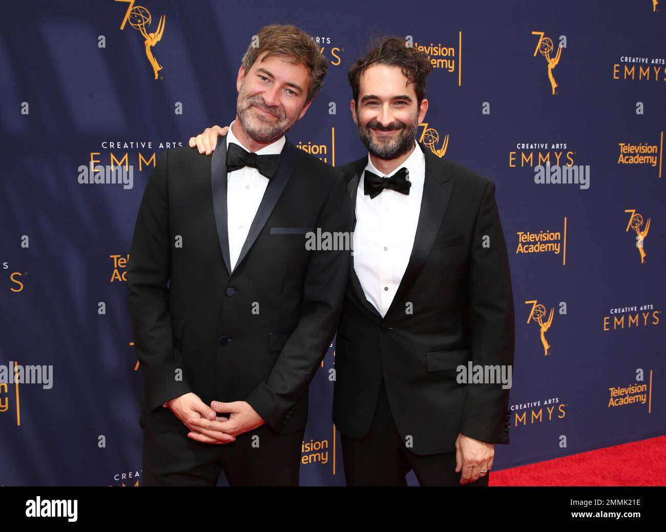 Mark Duplass, left, and Jay Duplass arrive at night two of the ...