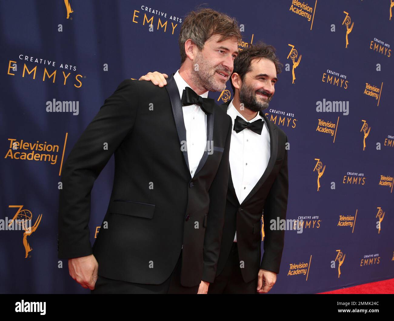 Mark Duplass, left, and Jay Duplass arrive at night two of the ...