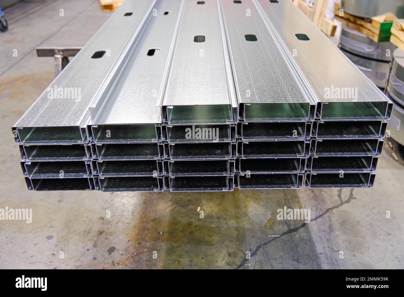 Metal stud for Wall framing manufactured at metal factory Stock Photo ...