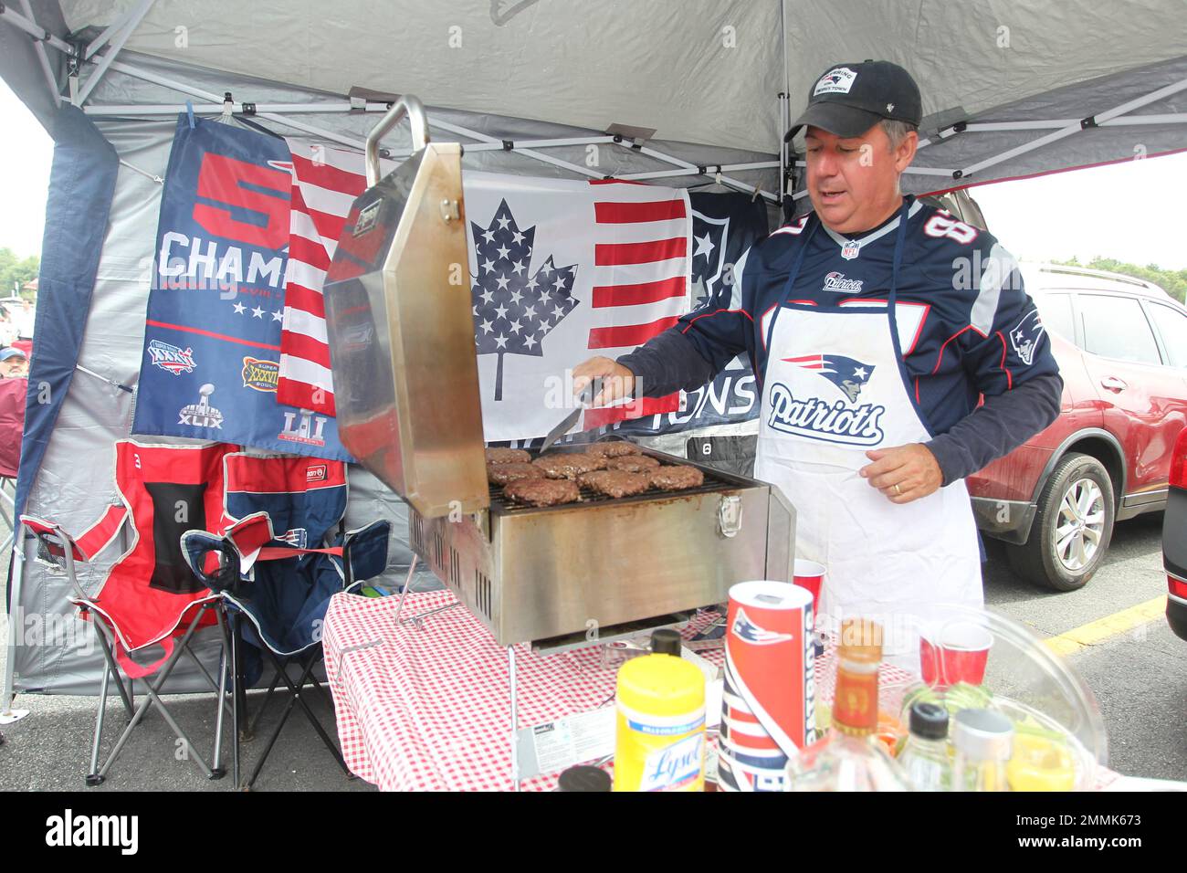 Jon Nagy, of St. George, New Brunswick, Canada, spends time tailgating ...