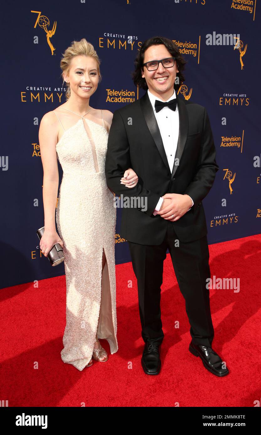 Sean Kiner, right, arrives at night one of the Television Academy's ...