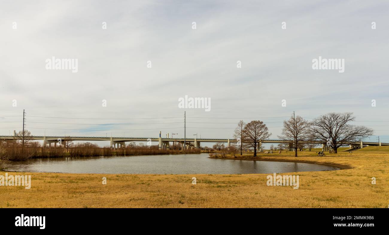 Sylvan Avenue Bridge viewed from Trammell Crow Park in Dallas, Texas ...