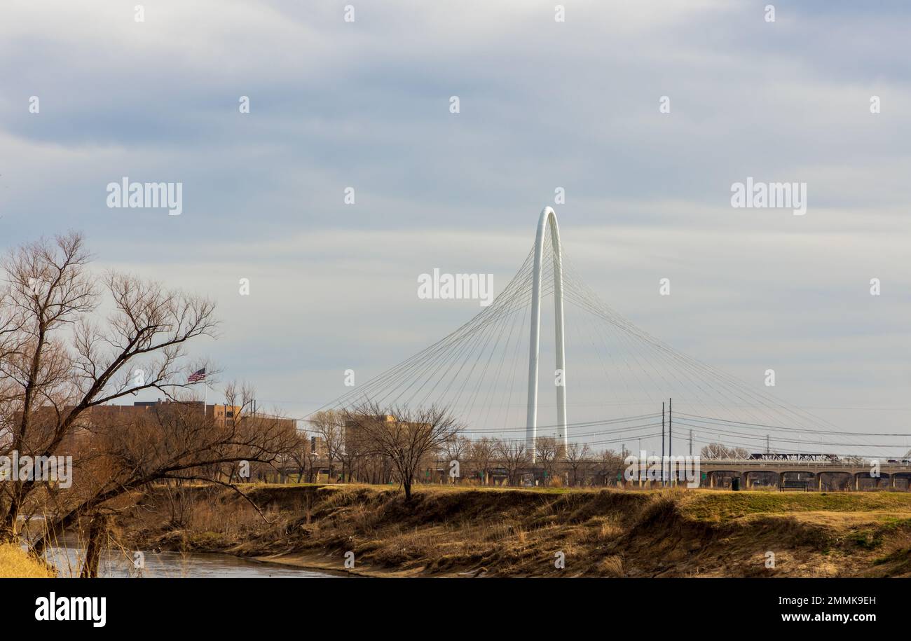 Margaret Hunt Hill Bridge viewed from Trammell Crow Park in Dallas ...