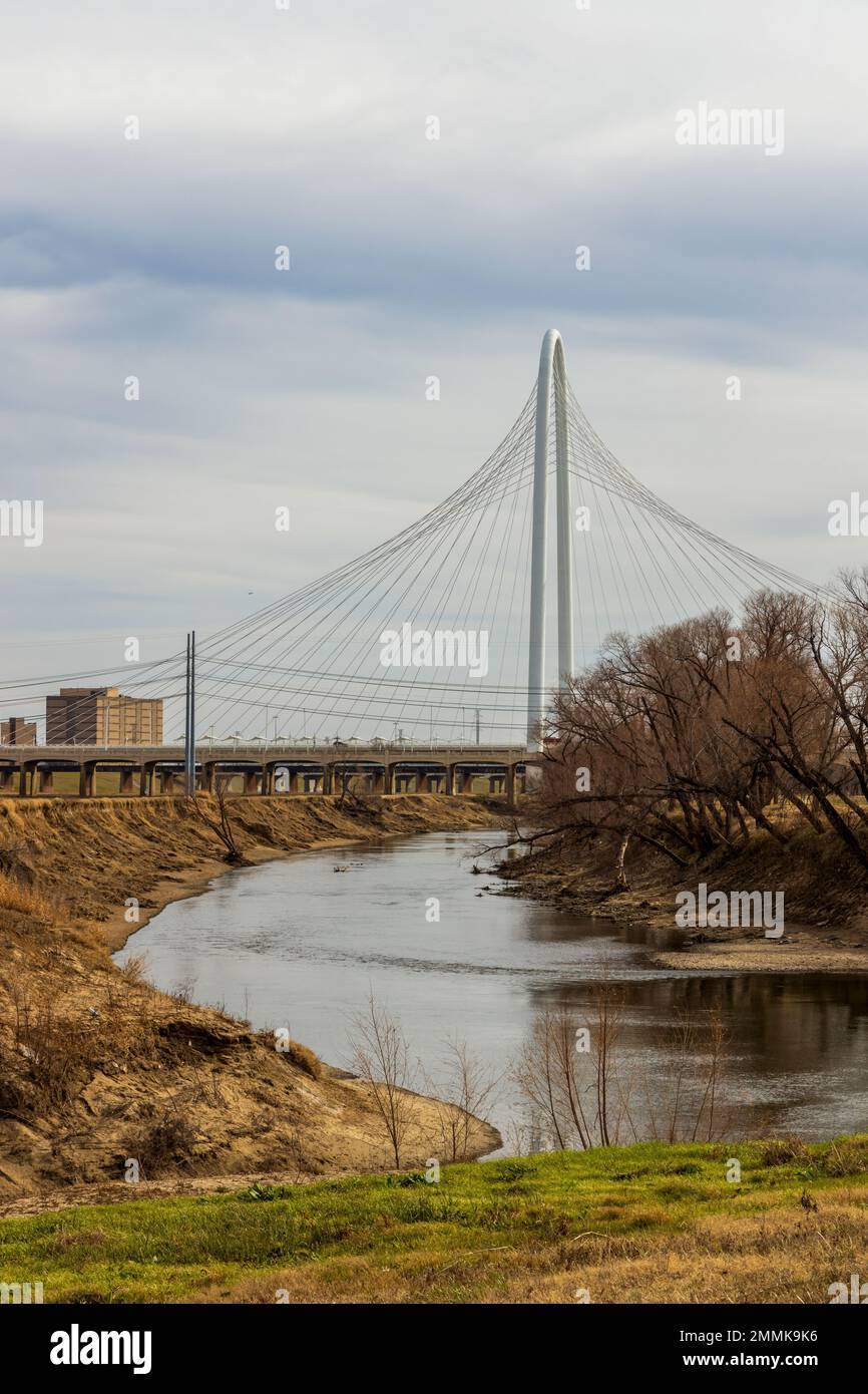 Margaret Hunt Hill Bridge viewed from Trammell Crow Park in Dallas ...