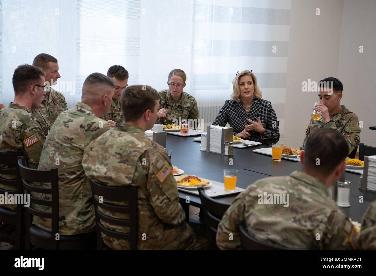 Secretary of the Army Christine Wormuth speaks with Soldiers at the ...