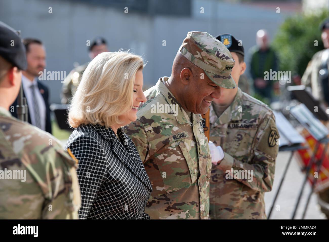 Secretary of the Army Christine Wormuth talks with U.S. Army Gen. Darryl Williams, Commander, U ...