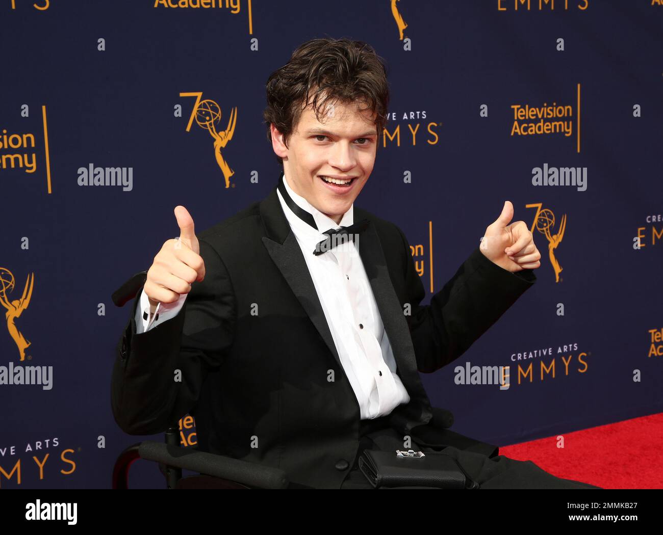 Micah Fowler arrives at night one of the Television Academy's 2018 ...