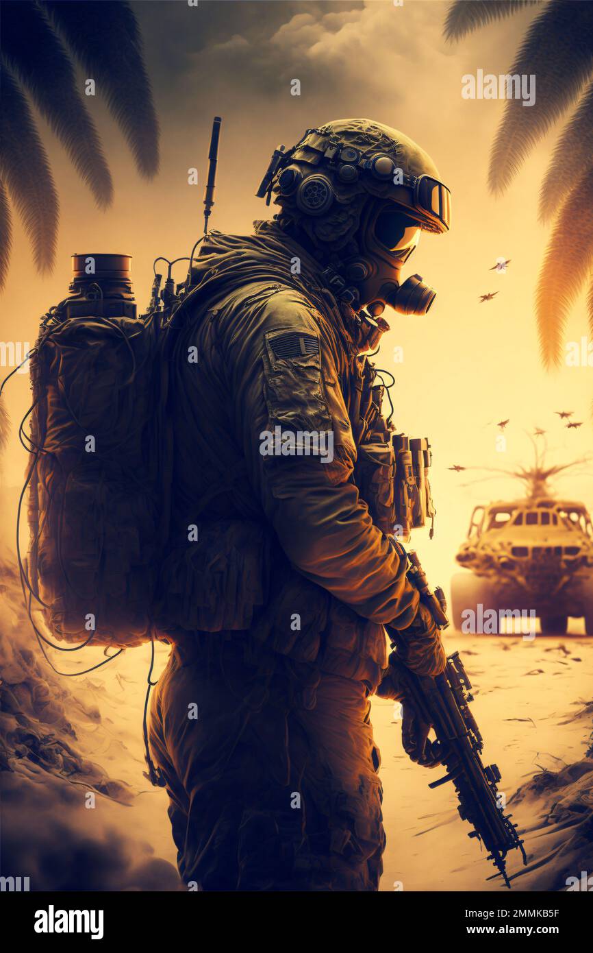Armed soldier desert hi-res stock photography and images - Alamy
