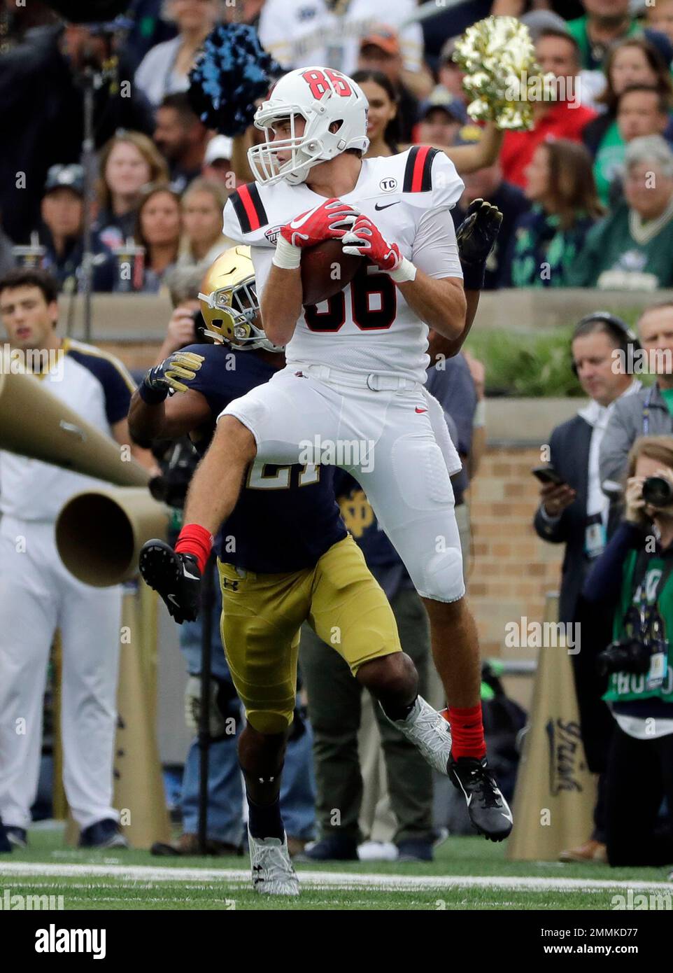 Ball State wide receiver Riley Miller (86) catches the ball against ...