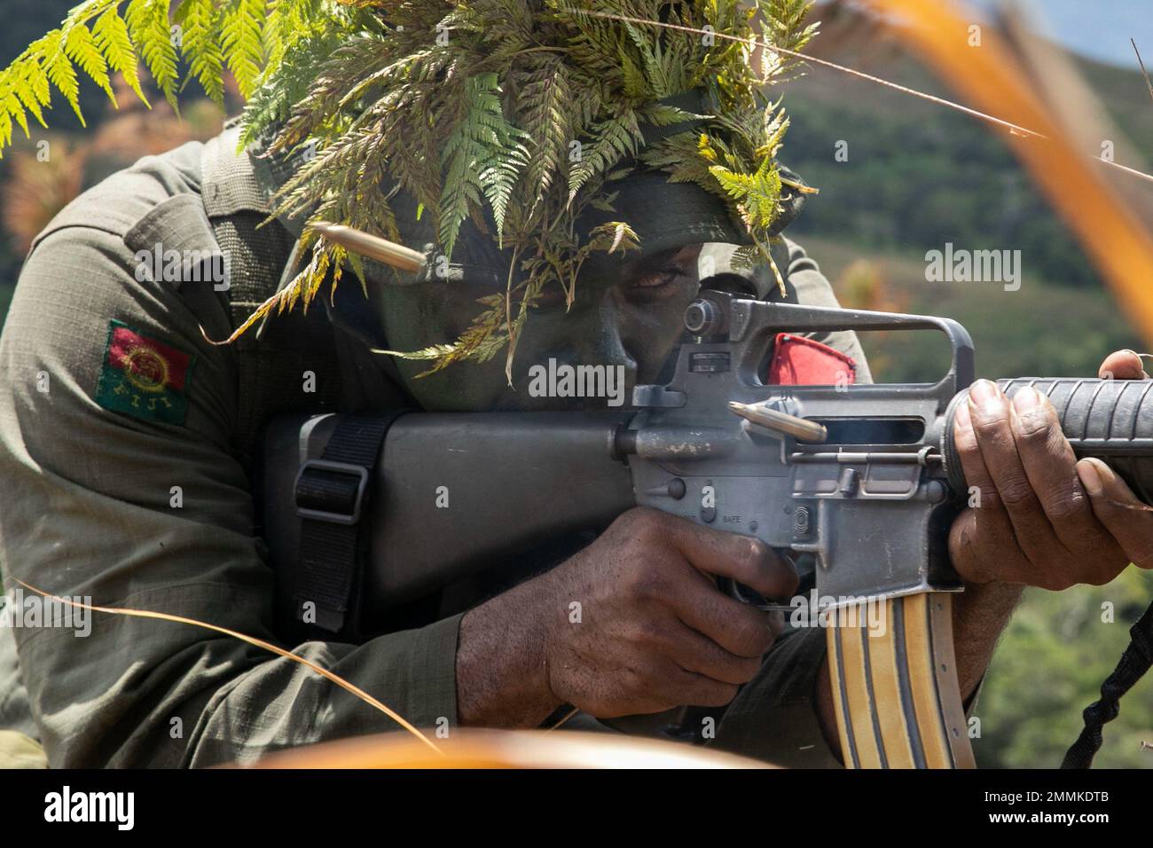Soldier of the 3rd Battalion, Fiji Infantry Regiment engages opposing ...