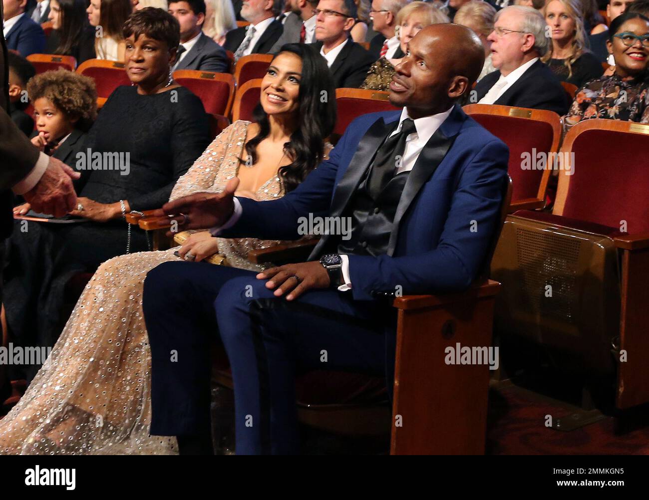2018 inductee Ray Allen is greeted as he sits with his wife, Shannon ...