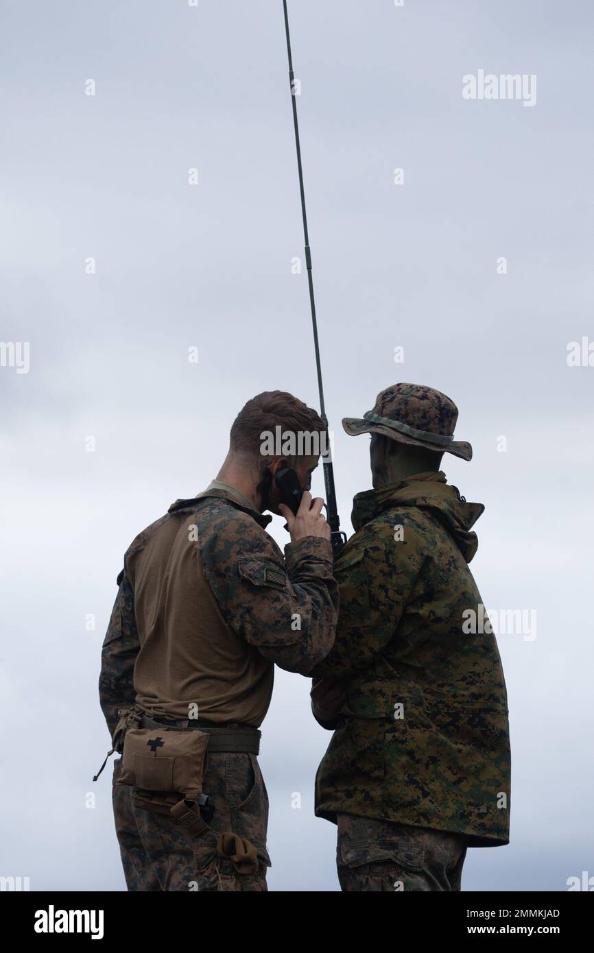 U.S. Marine Corps Sgt. David Swinton (left) and Lance Cpl. Xander ...