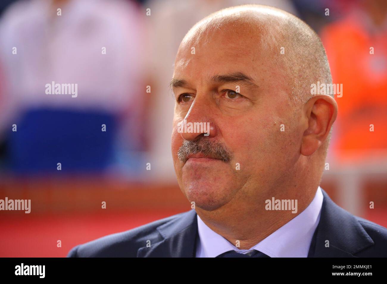 Russia's coach Stanislav Cherchesov, stands prior to the UEFA Nations ...